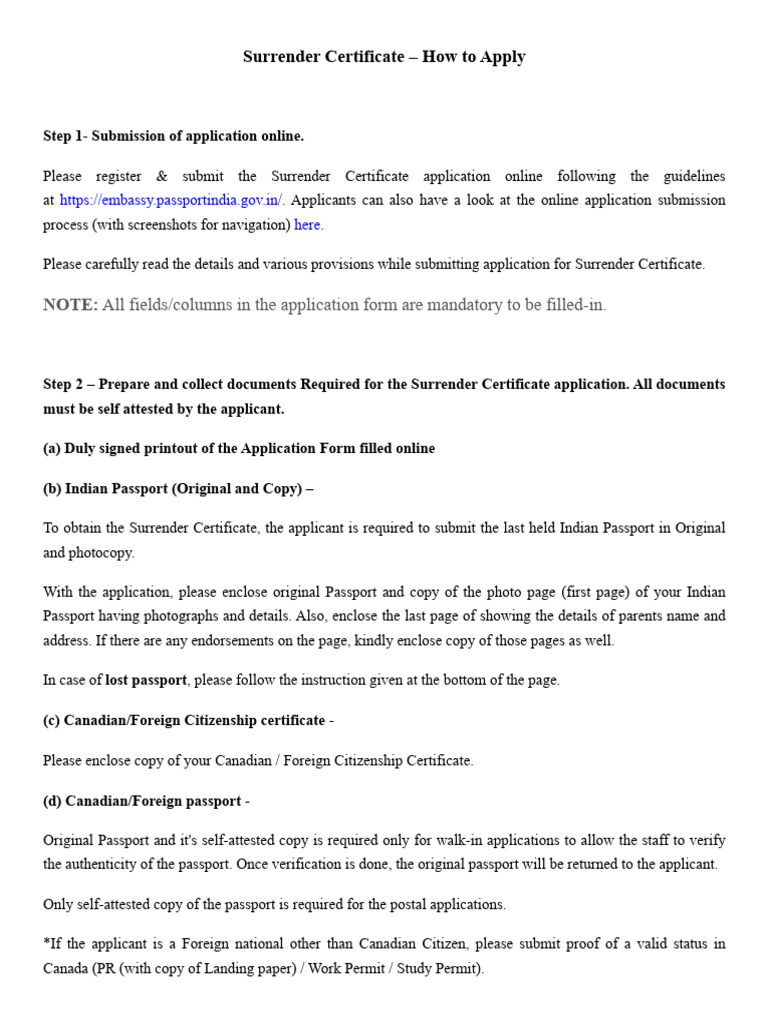 Surrender-Certificate–How_to_Apply-1 | PDF | Passport | Notary Public