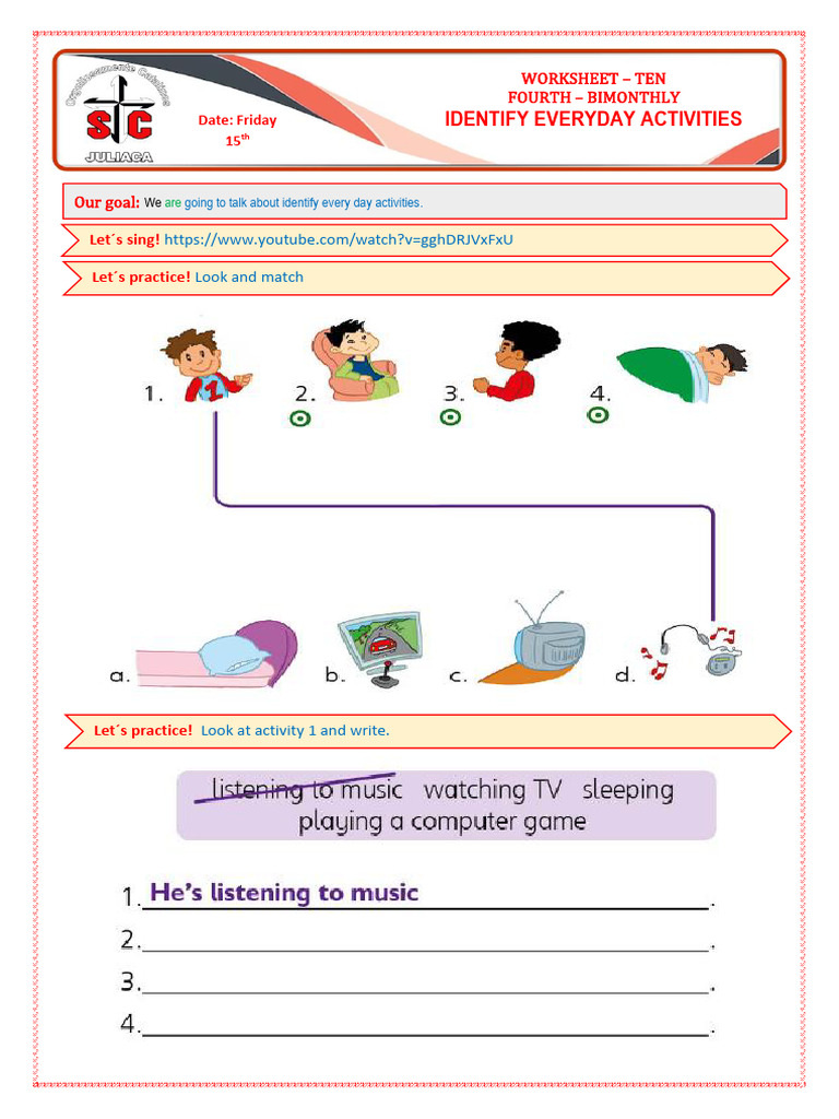Identify Everyday Activities: Look and Match | PDF