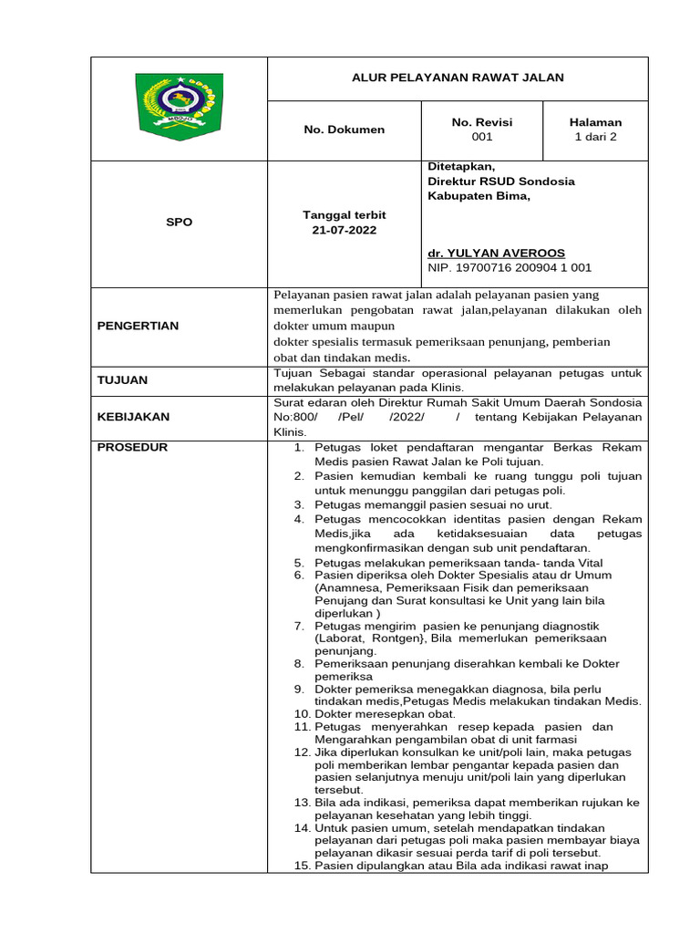 Spo Fix Pelayanan Rawat Jalan | PDF
