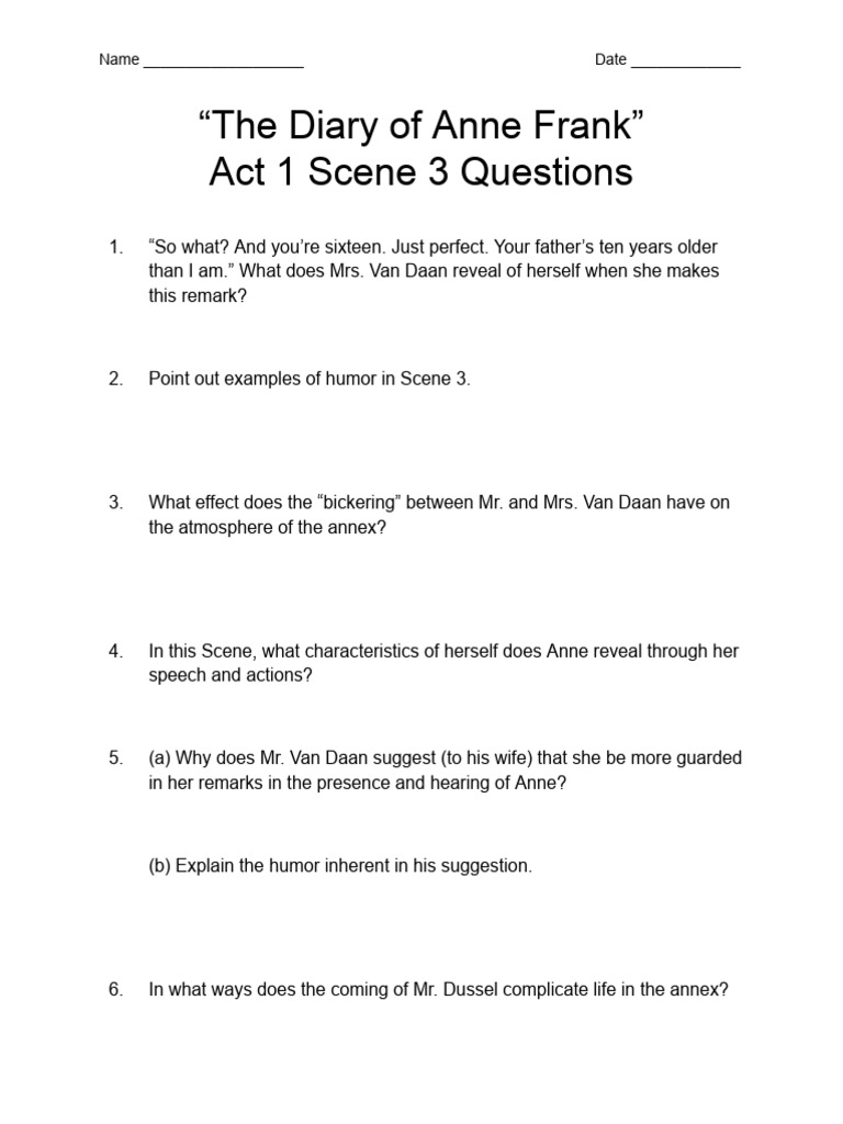Act 1 Scene 3 Analysis Questions | PDF