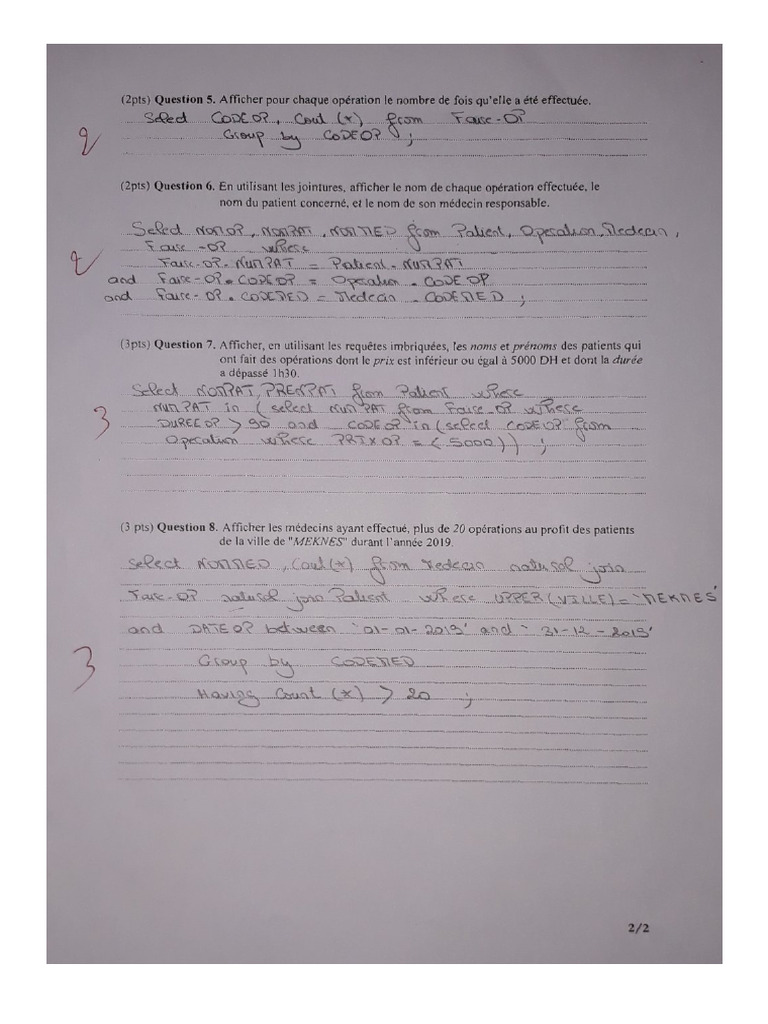 Corrigé Exam BD 2 | PDF