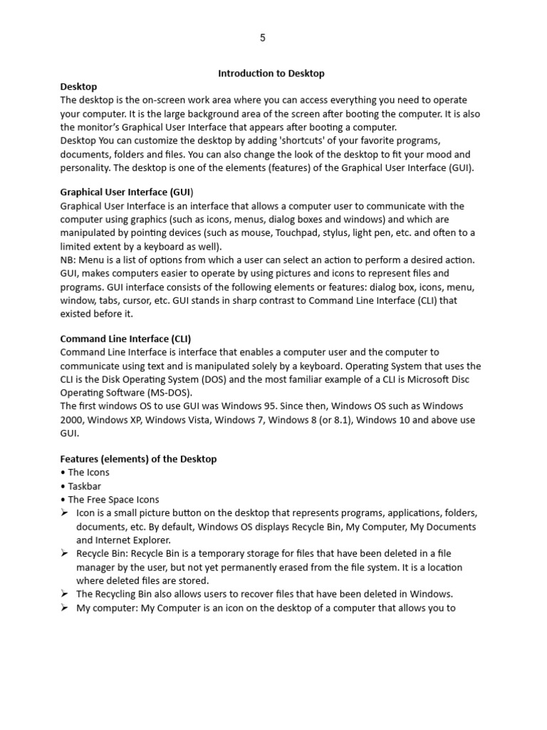 Introduction To Desktop | PDF | Graphical User Interfaces | Icon ...
