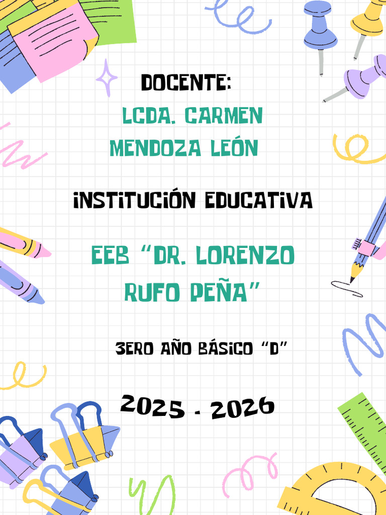 Documento A4 Portada Carátula Proyecto Escolar Ilustrado Doodle ...