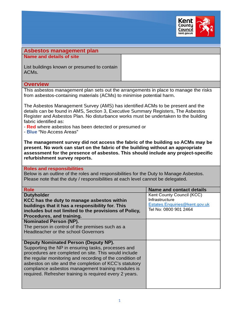 Asbestos-management-plan-template | PDF | Asbestos