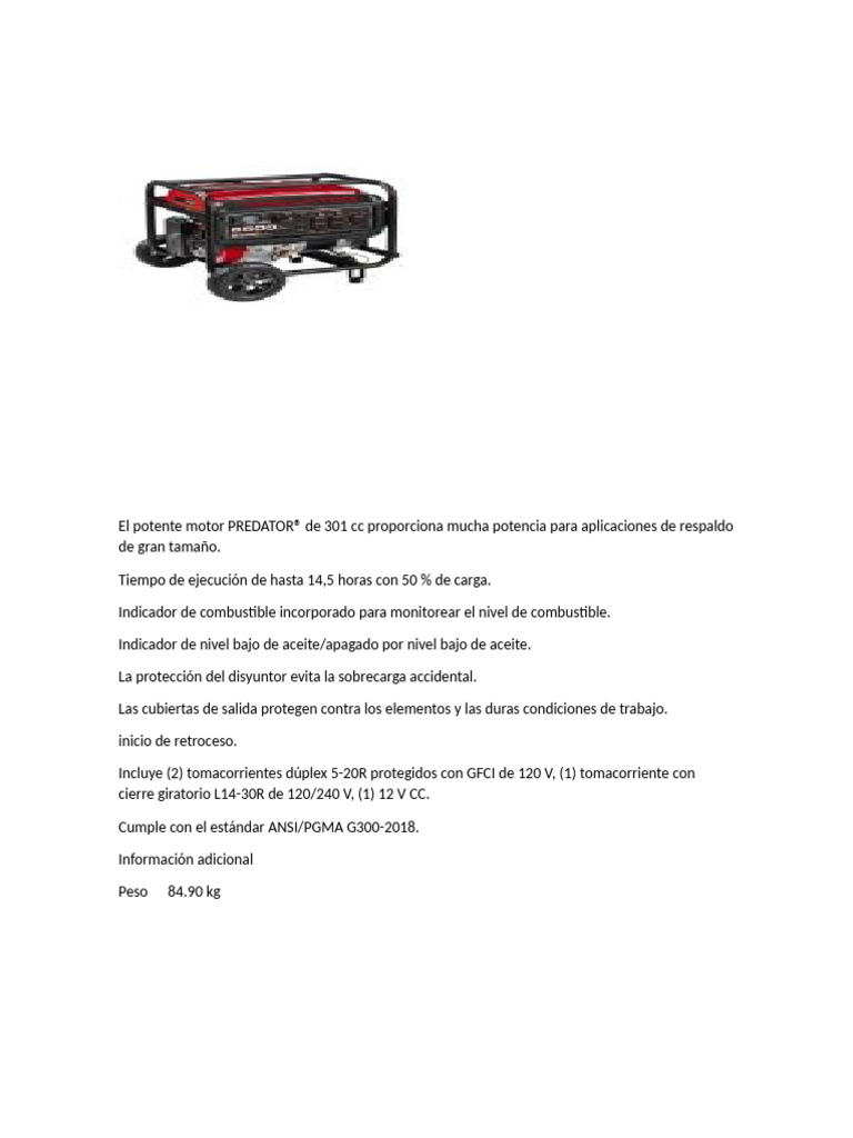 Ficha Tecnica Predator 6500 | PDF