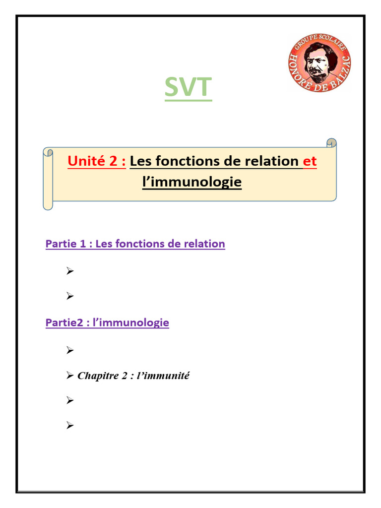 Fonctions de relation en SVT | PDF | Nerf | Système nerveux