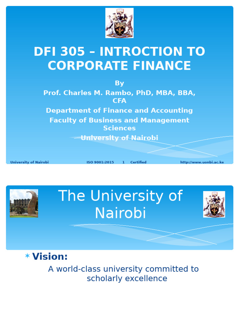 Dfi 305 - Introduction To Corporate Finance | PDF | Equity (Finance) | Sole Proprietorship