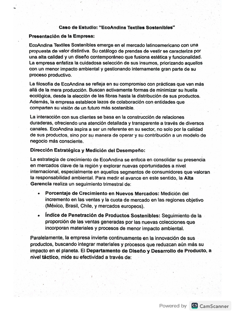 Caso de Estudio EcoAndina Textiles Sostenibles | PDF
