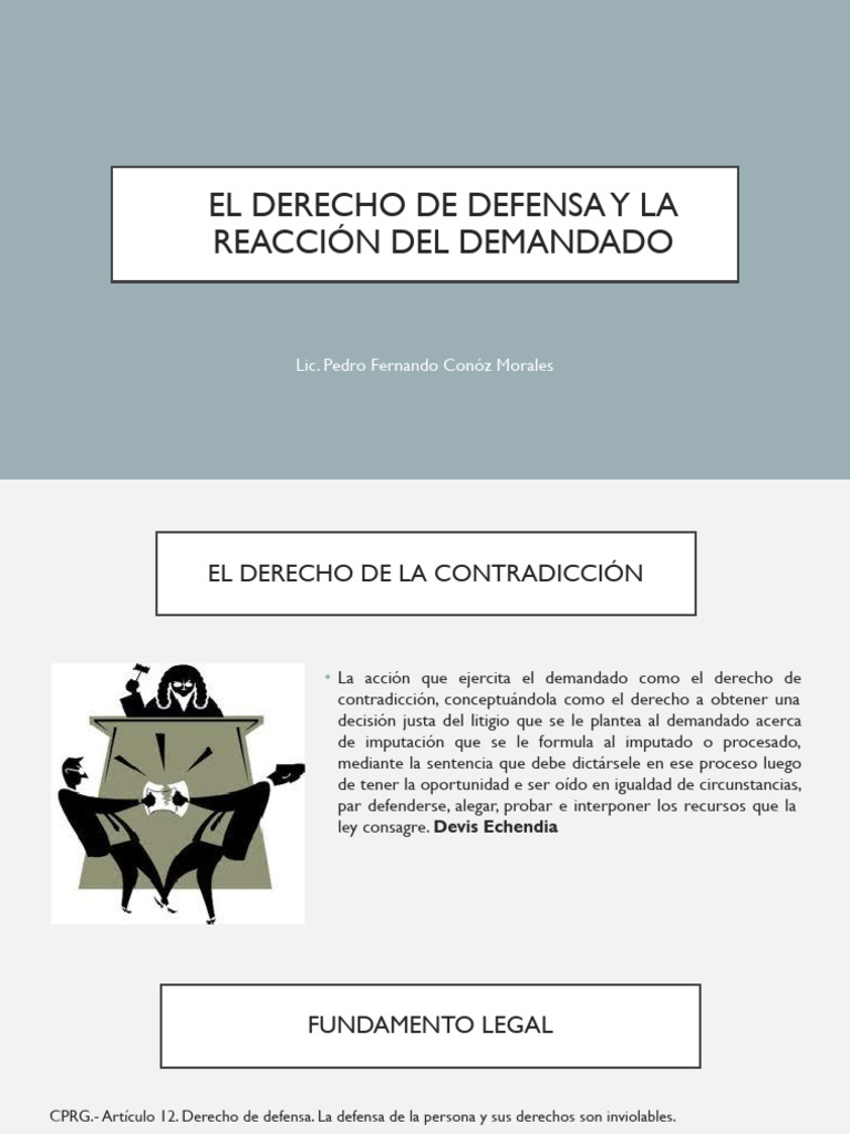 El Derecho de Defensa y La Reacción Del DEMANDADO | PDF | Demanda ...