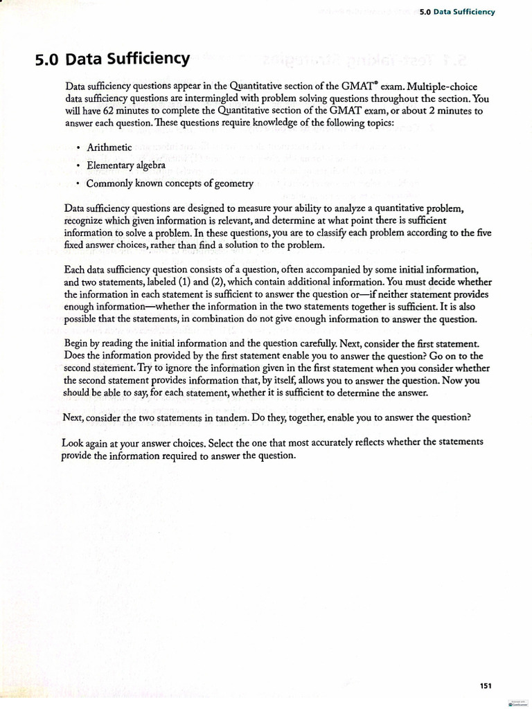 GMAT Data Sufficiency | PDF