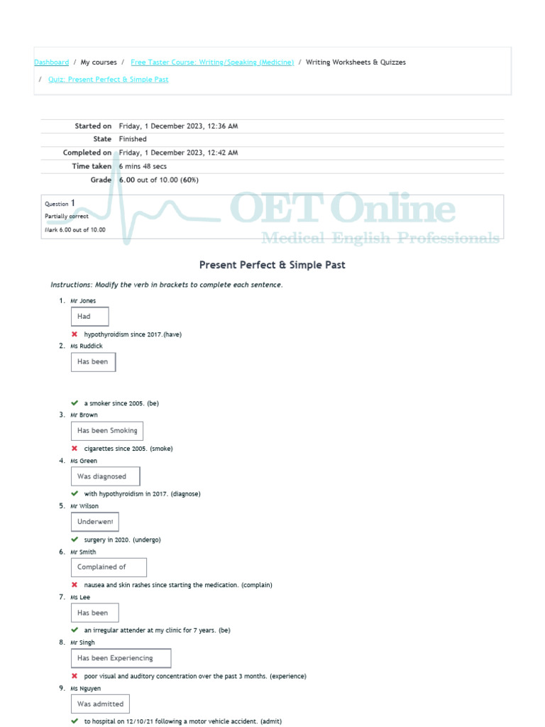 Quiz: Present Perfect & Simple Past: Attempt Revi | PDF