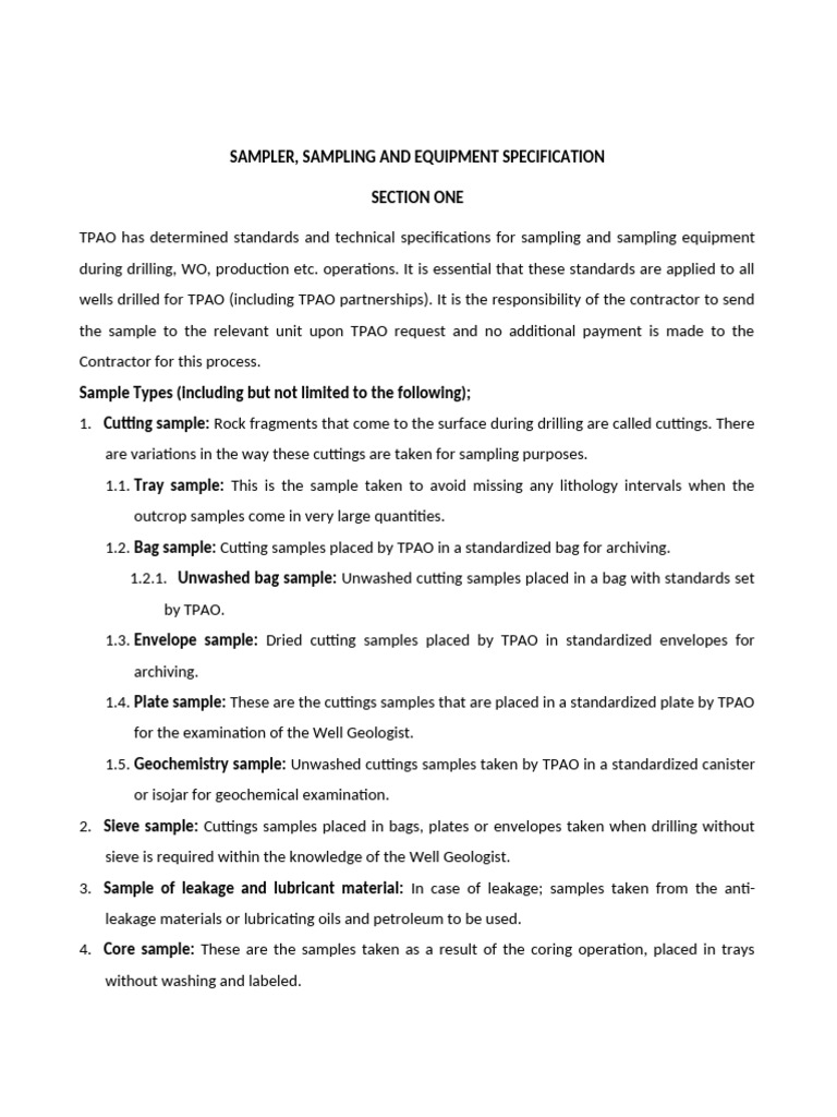 TPAO Sampling Standards and Equipment Guide | PDF | Oil Well | Valve