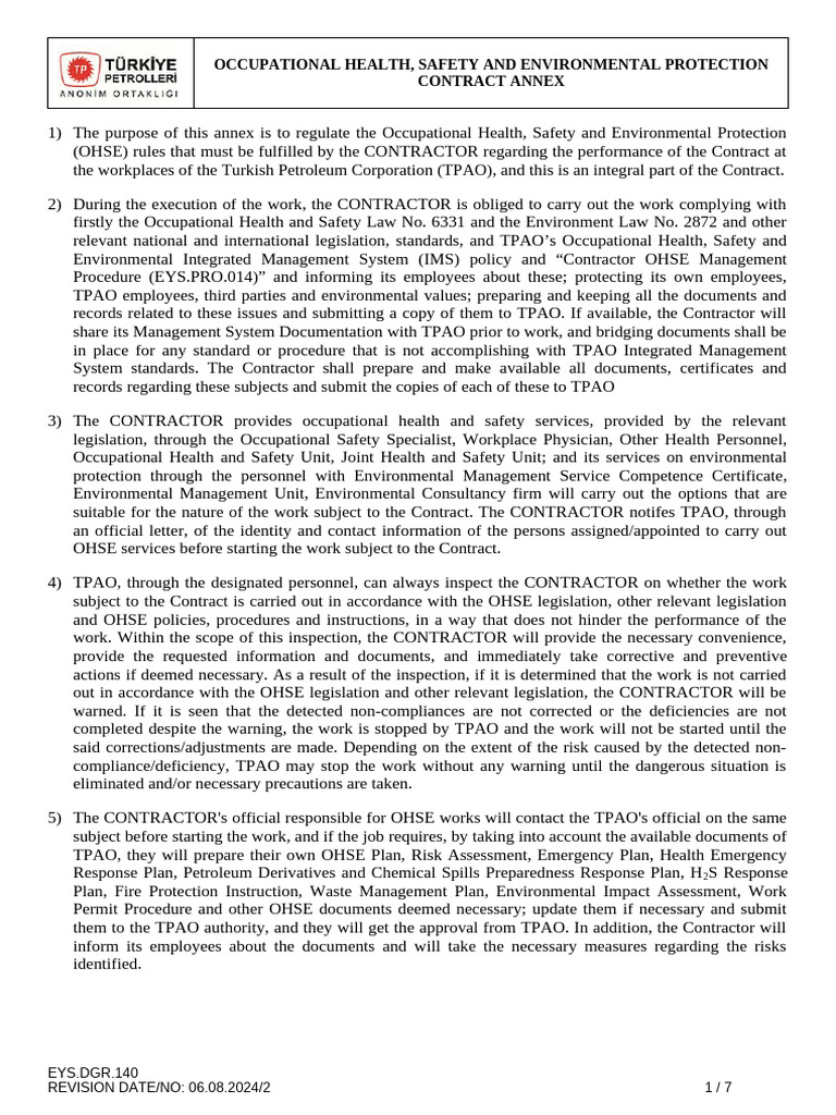 Ek6 - Ek-F - TPAO Occupational Health-Safety and Environmental - 26.02. ...