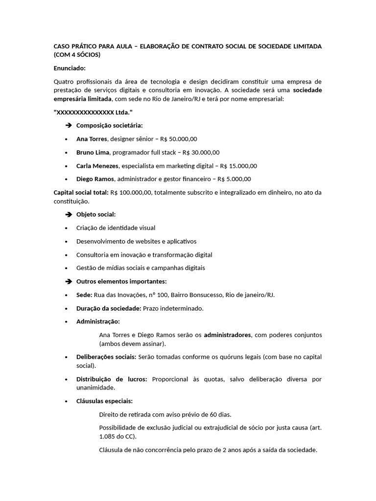 Caso Prático para Aula Empresarial - Horas Ativ Complementar | PDF
