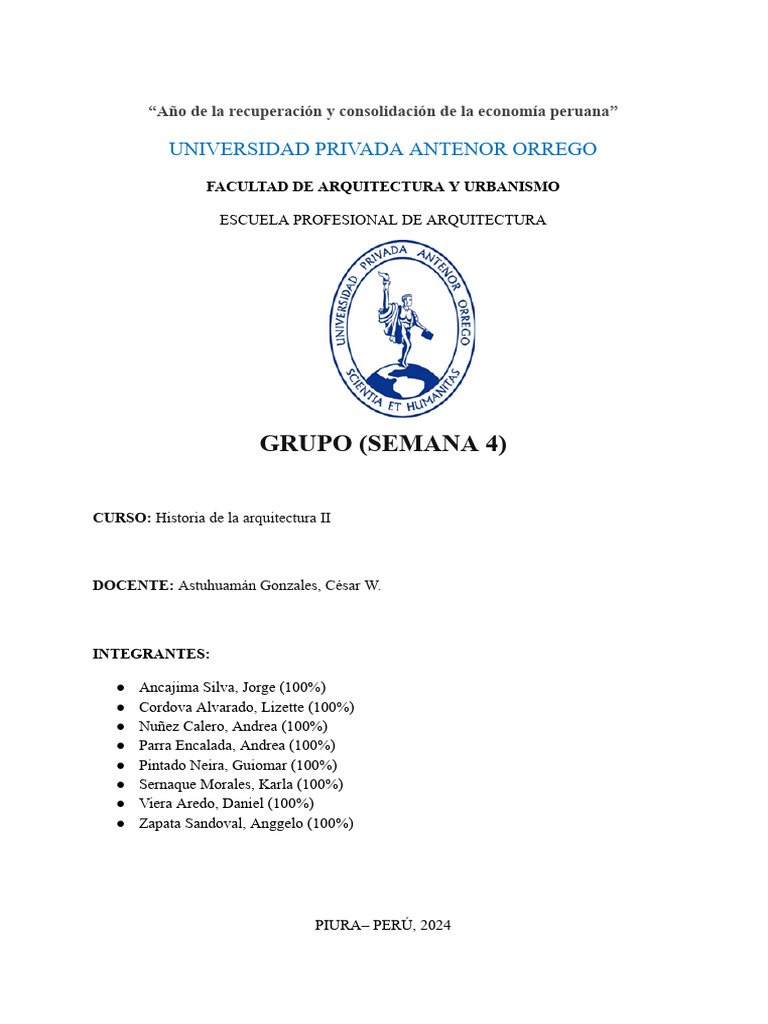 Informe (Semana 4) | PDF | Barroco | Lima