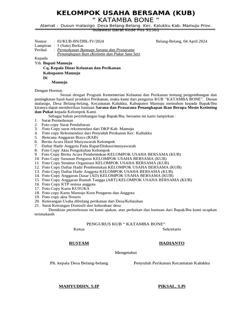 Proposal Kub Katamba Bone | PDF