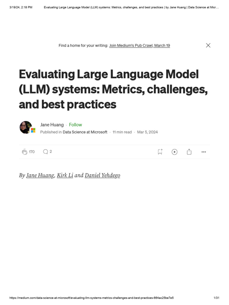Evaluating Large Language Model (LLM) Systems: Metrics, Challenges, and Best Practices | PDF ...