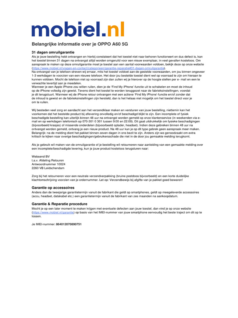 Informatie Toestel | PDF