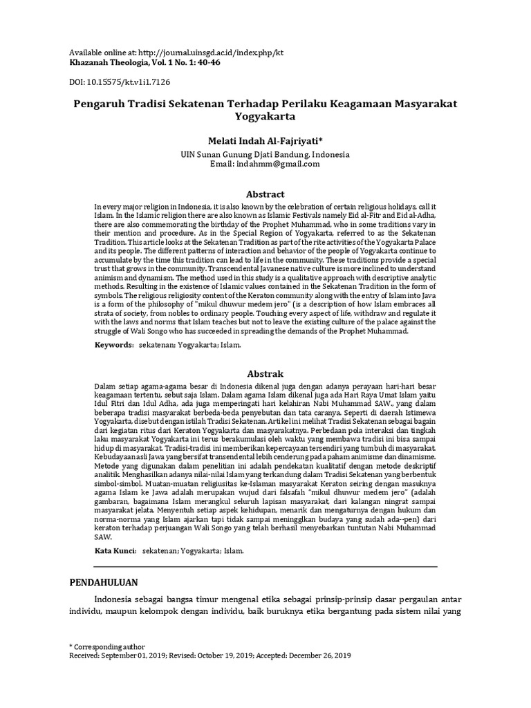 2.pengaruh Tradisi Sekatenan Terhadap Perilaku Keagamaan Masyarakat | PDF