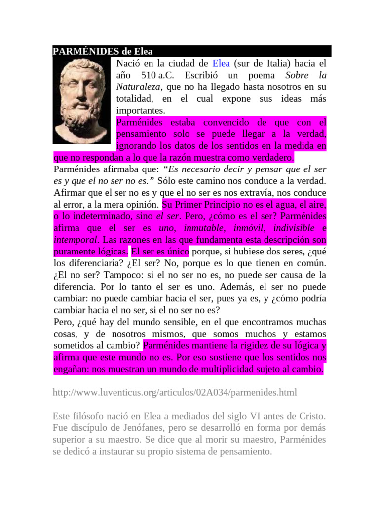 Filosofía de Parménides: El Ser y la Verdad | PDF | Verdad | Metafísica