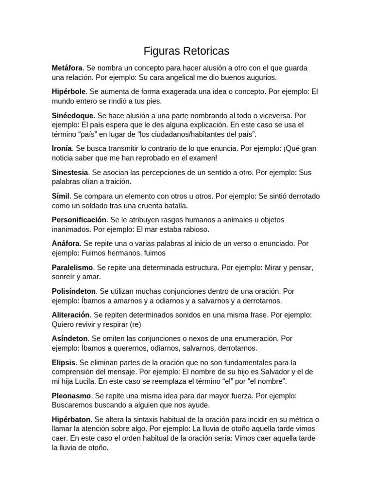 Figuras Retóricas: Definición y Ejemplos | PDF