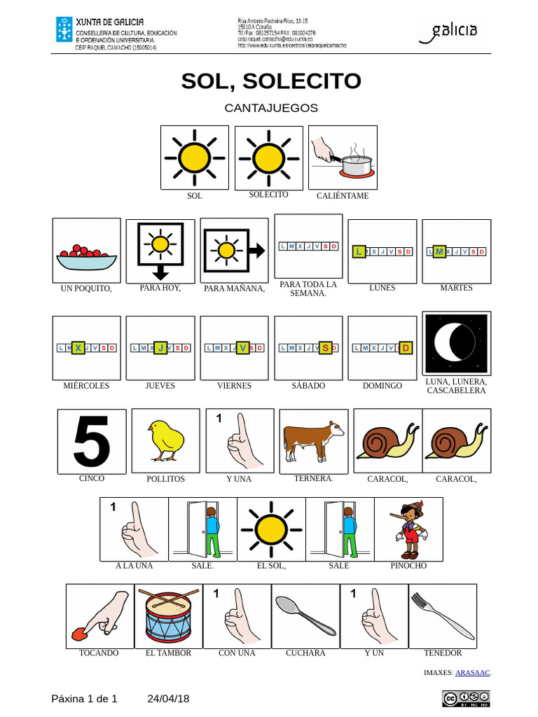 Sol Solecito - Cantajuegos - Pictos | PDF