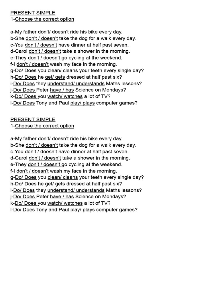 Present Simple and Continuous Adaptado | PDF