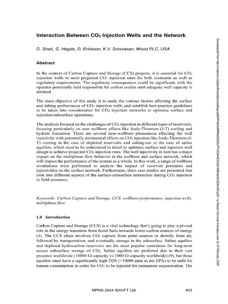 Interaction Between CO2 Injection Wells and The Network | PDF
