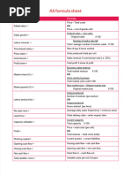 A Level Business Formula Sheet | PDF | Output (Economics) | Revenue