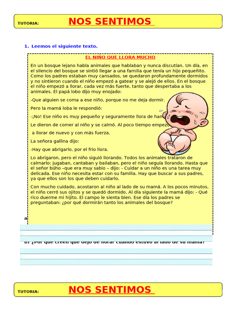 U7 S4 Ficha D5 Tutoria Nos Sentimos Protegidos | PDF