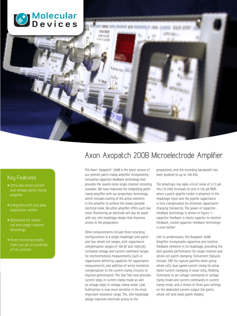 Axon Axopatch 200b Microelectrode Amplifier | PDF | Amplifier | Capacitor