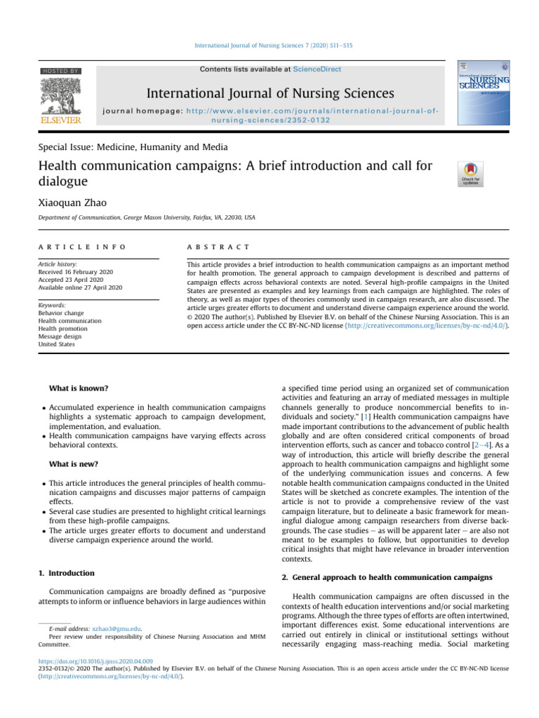 Health Communication Campaigns - A Brief Introduction and Call For ...