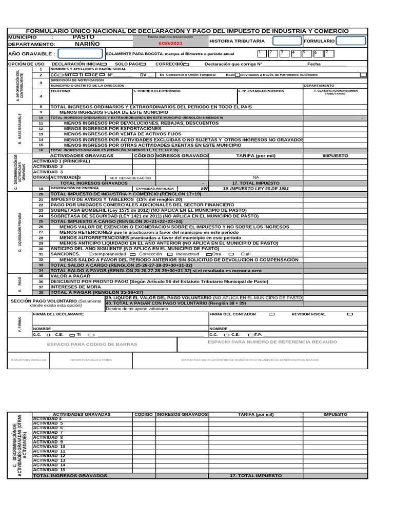 Formulario Unico Nacional Declaracion Pago Icom v2 | PDF | Impuestos