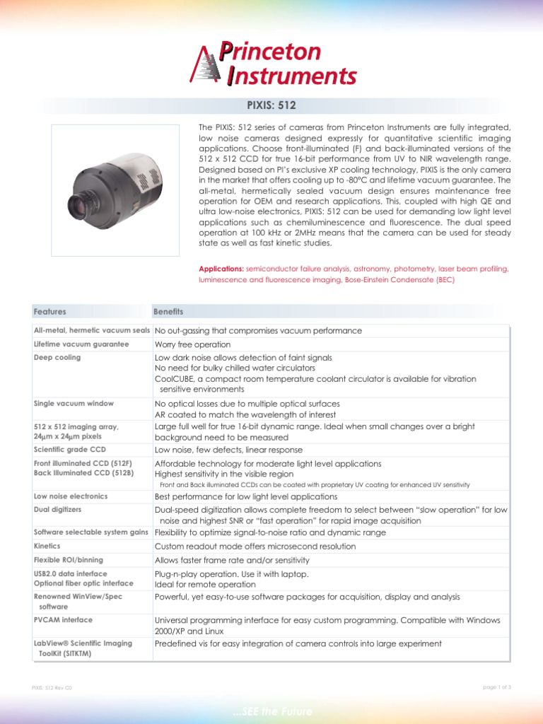 Princeton Instruments PIXIS 512 datasheet | PDF | Charge Coupled Device ...