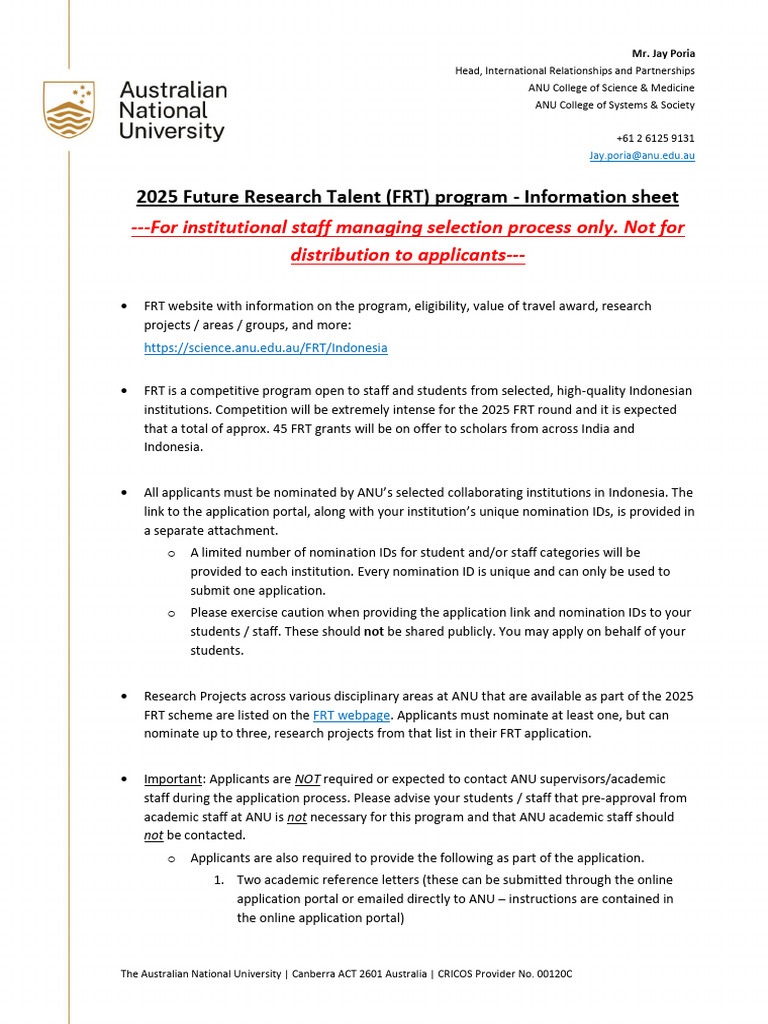 2025 FRT Program Guidelines for Australia | PDF | Academic Degree ...