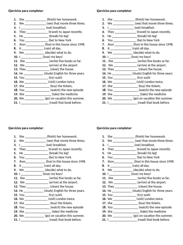 Complete Present Perfect | PDF
