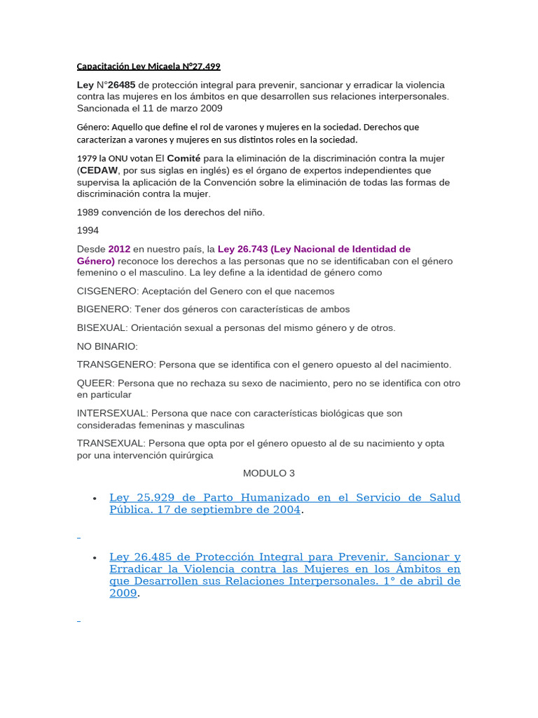Capacitación Ley Micaela 27499 | PDF | Identidad de género | La violencia contra las mujeres