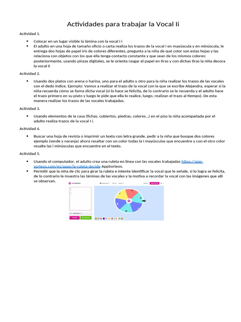 Actividades para Trabajar La Vocal Ii | PDF