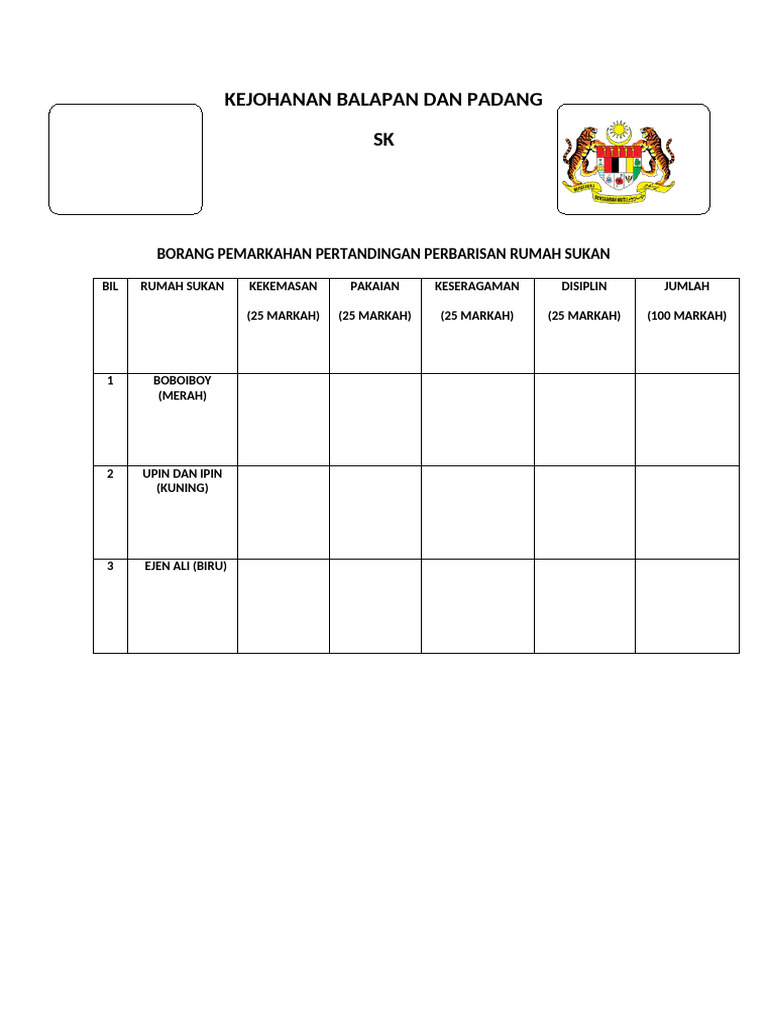 Borang Markah Perbarisan | PDF