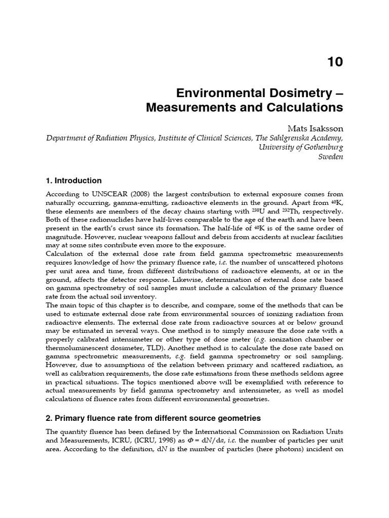 InTech-Environmental Dosimetry Measurements and Calculations | PDF ...