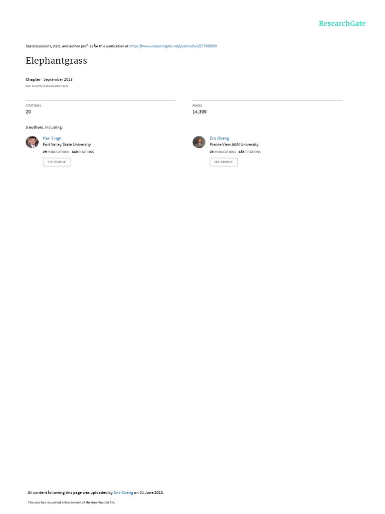 Elephantgrass Bookchapter | PDF | Soil | Leaf