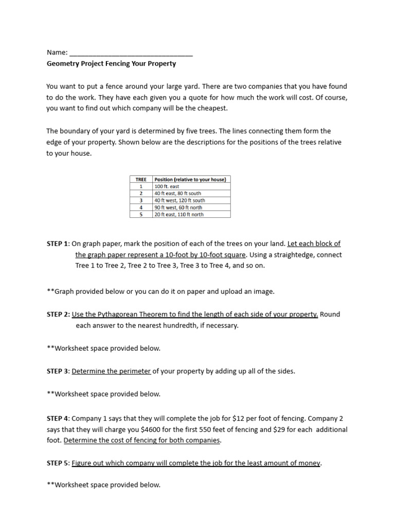 PythagoreanTheoremProjectFencingayard TEMPLATE | PDF | Distance ...