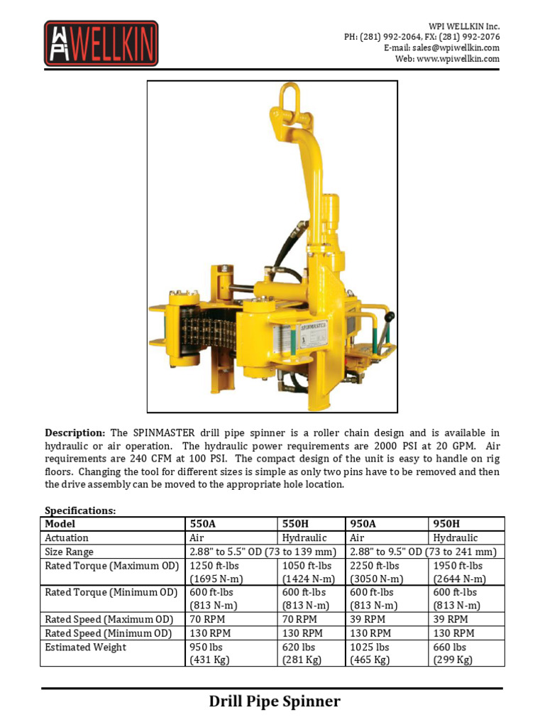 Drill Pipe Spinner Cut Sheet - Kopyası | PDF