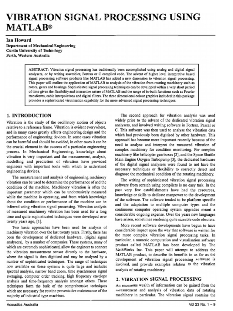 Vibration Signal Process Sing | PDF | Spectral Density | Matlab