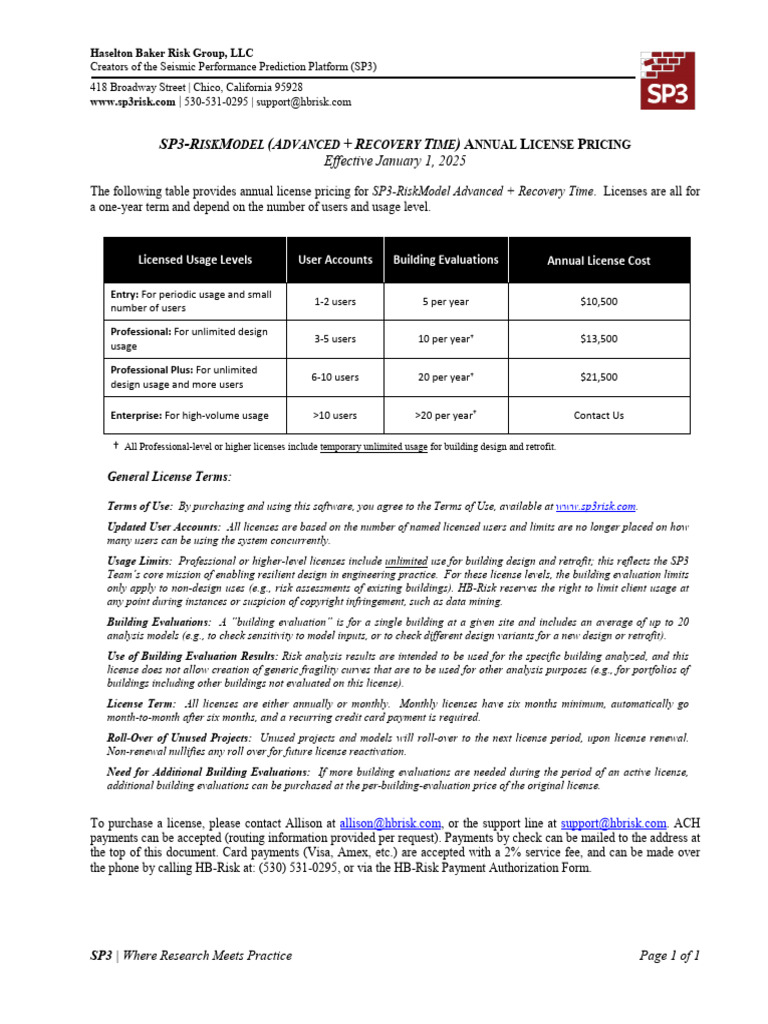 SP3-Pricing SP3-RiskModel Advanced+Recovery 2025 | PDF | License