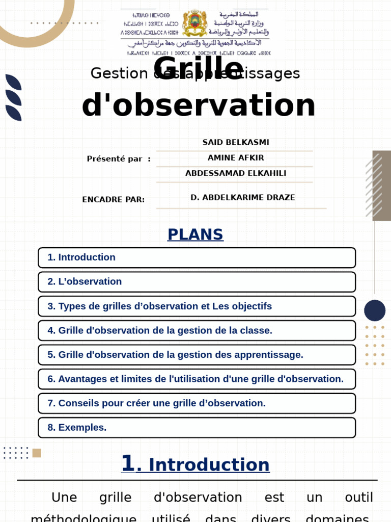 Grille d'Observation Pédagogique | PDF | Apprentissage | Observation