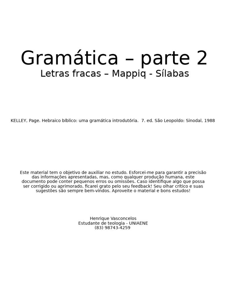 Gramática - Letras Fracas – Mappiq - Sílabas | PDF | Sílaba | Vogal