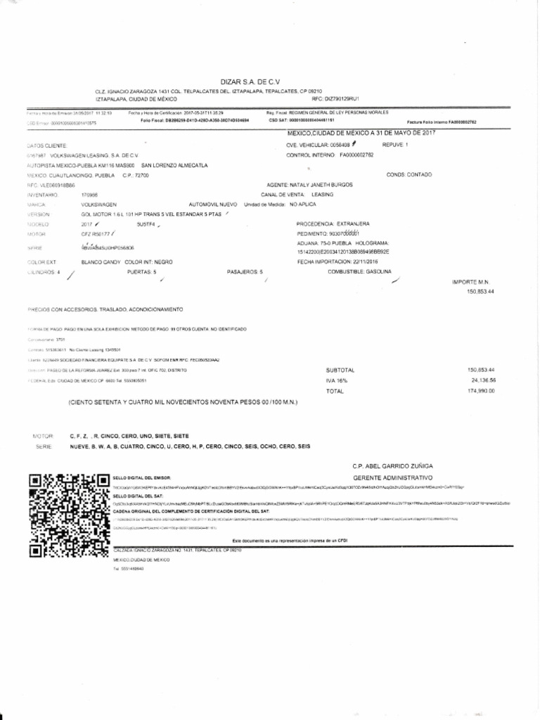 DIZAR S.A. de C.V. - Información Fiscal | PDF
