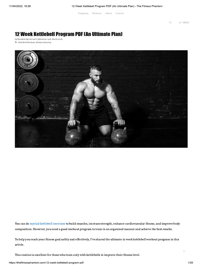 12-Week Kettlebell Workout Plan PDF | PDF | Kettlebell | Physical Fitness