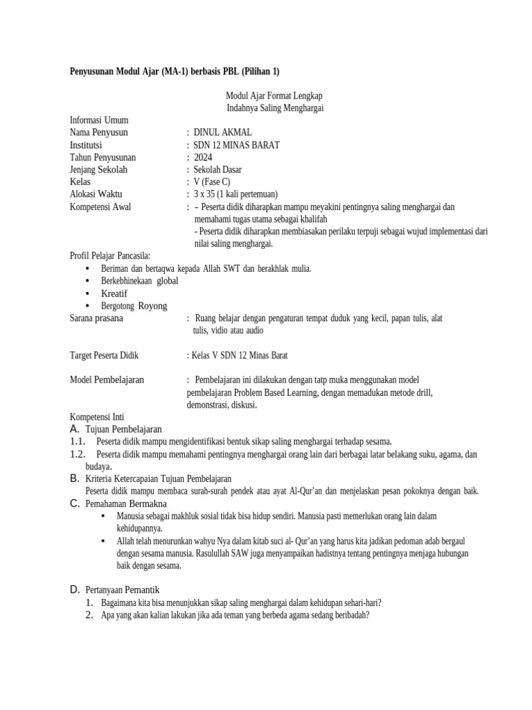 Modul Ajar PBL | PDF